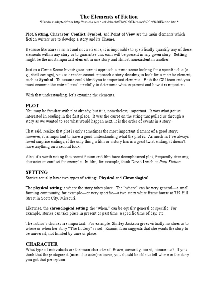 Elements of Fiction | PDF | Narration