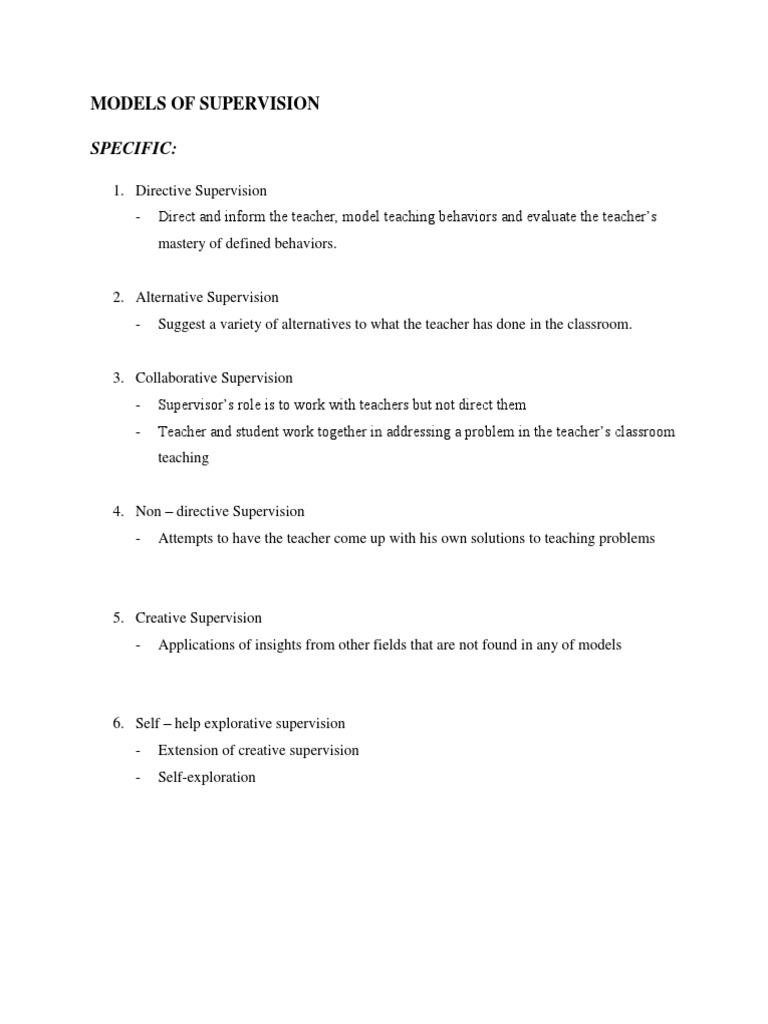 Models of Supervision | PDF | Career & Growth