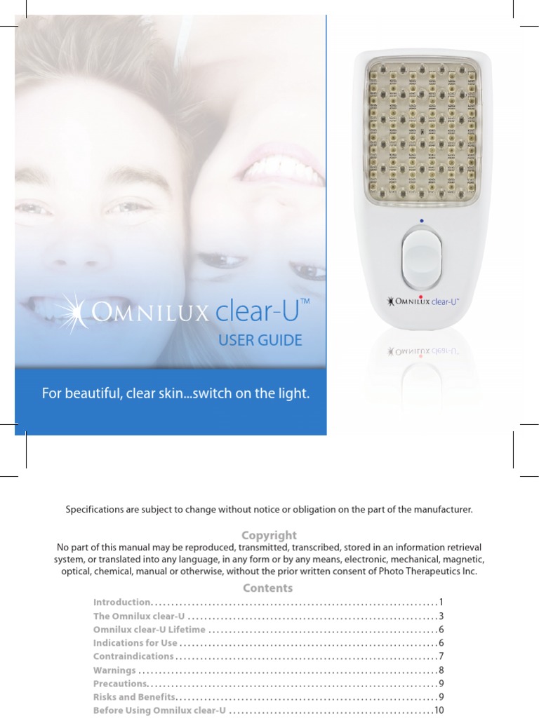 Omnilux Clear U Userguide. | PDF | Electrical Connector | Ac Power Plugs And Sockets