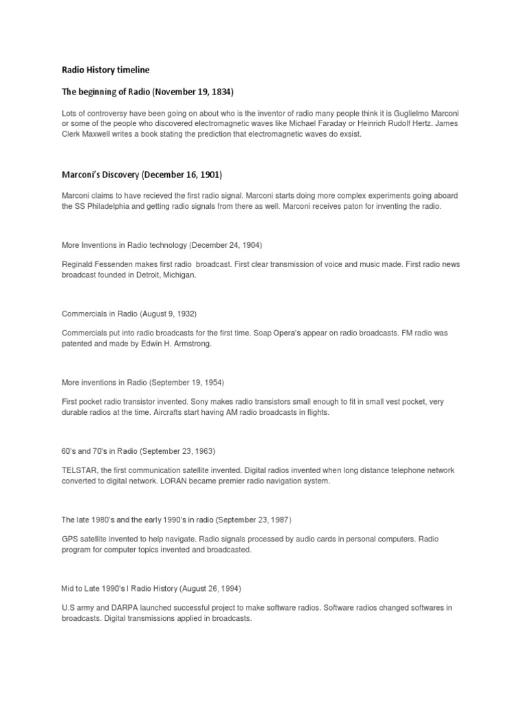 Radio History Timeline | PDF