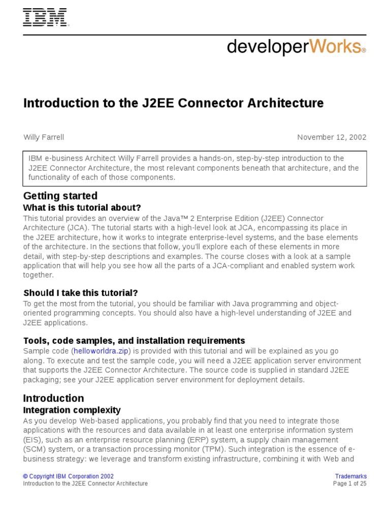 Introduction To The J2EE Connector Architecture | PDF | Java Platform | Application Programming ...