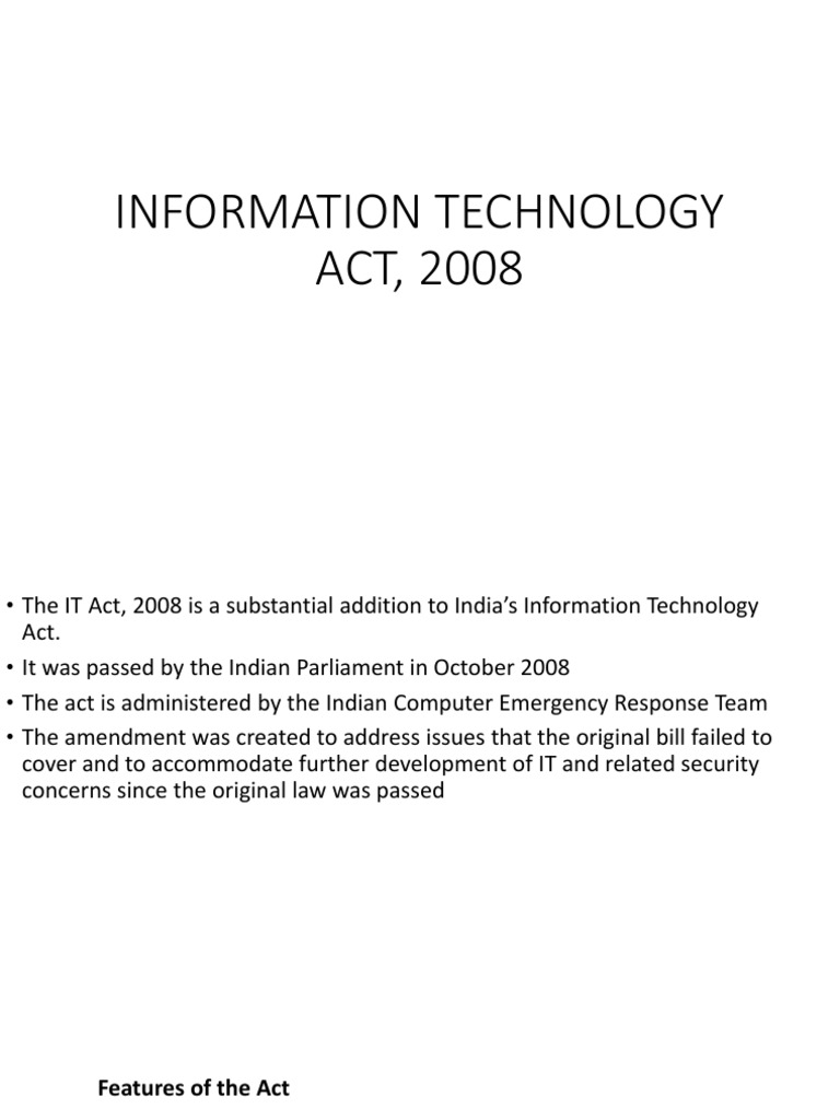Information Technology ACT, 2008 | PDF