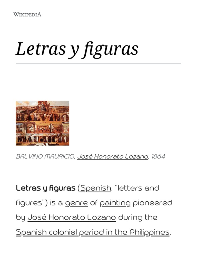 Letras y Figuras - Wikipedia | PDF | Paintings | Philippines