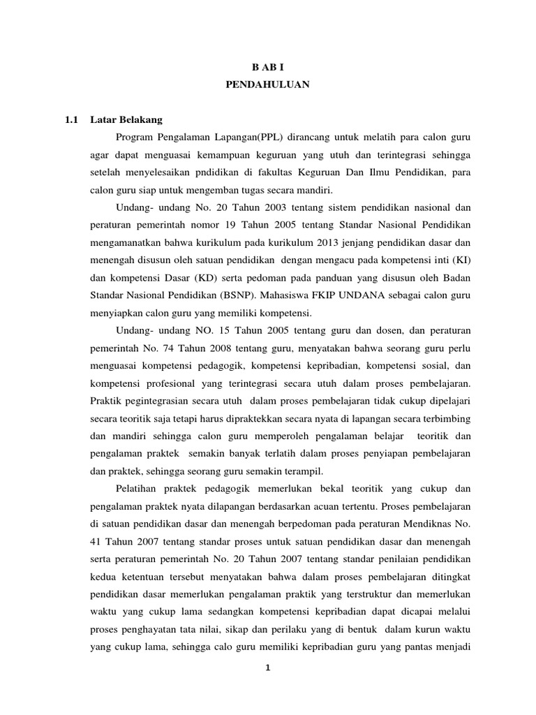 Contoh Laporan PPL | PDF