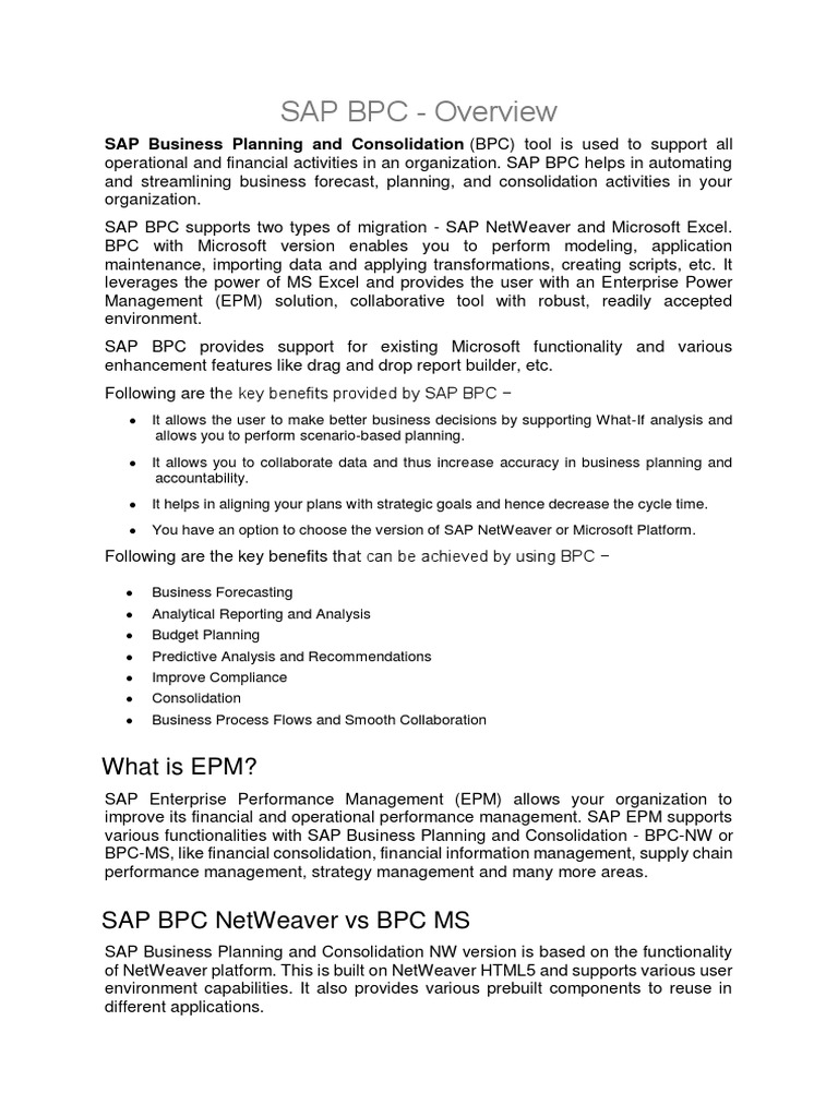 Sap BPC | PDF | Spreadsheet | Application Server
