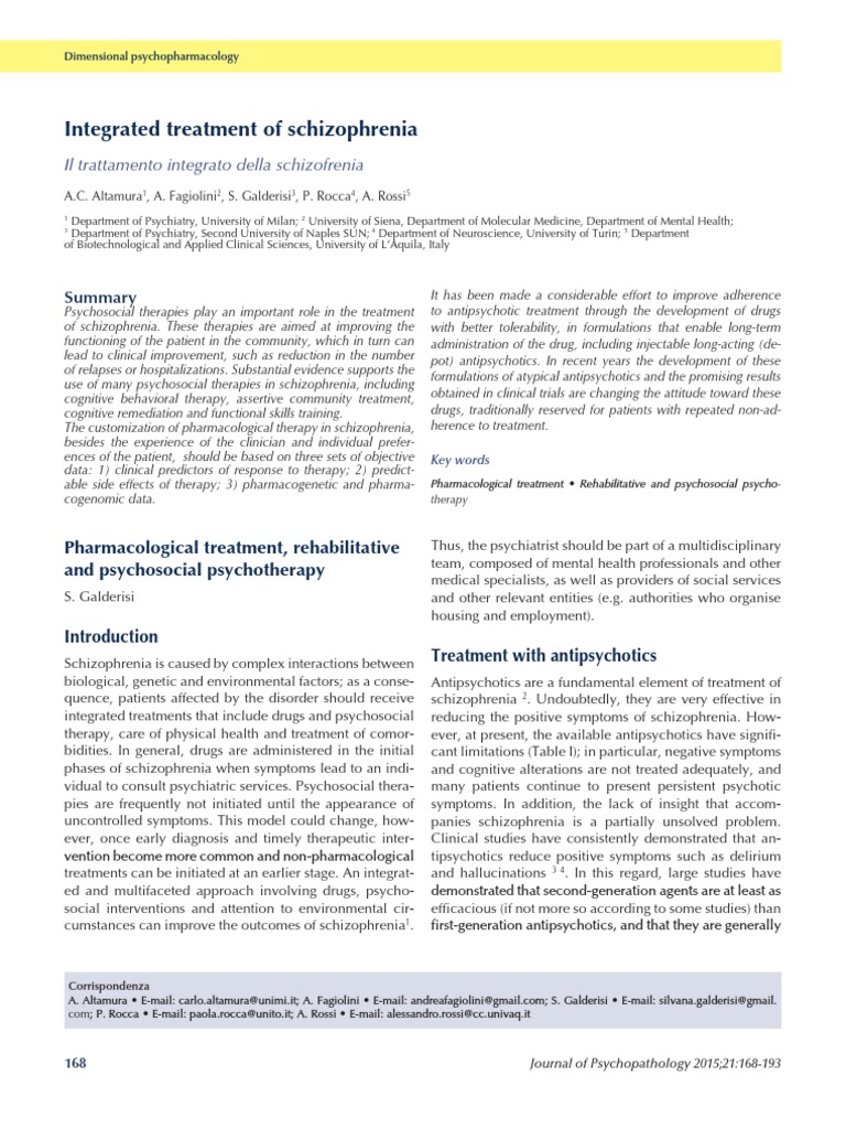 Integrated Treatment of Schizophrenia: Il Trattamento Integrato Della ...