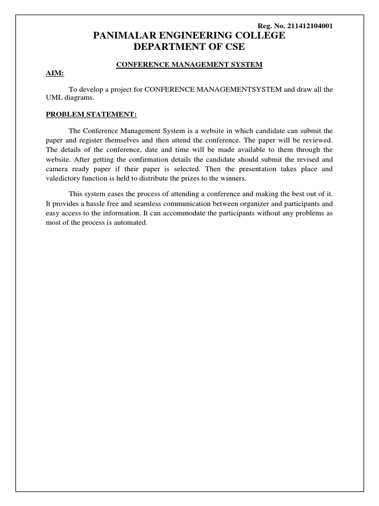 Conference Management System Uml Diagrams | PDF | Areas Of Computer ...