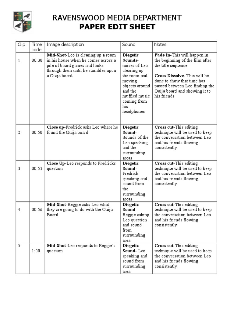 8 Paper Edit Sheet 1 | PDF