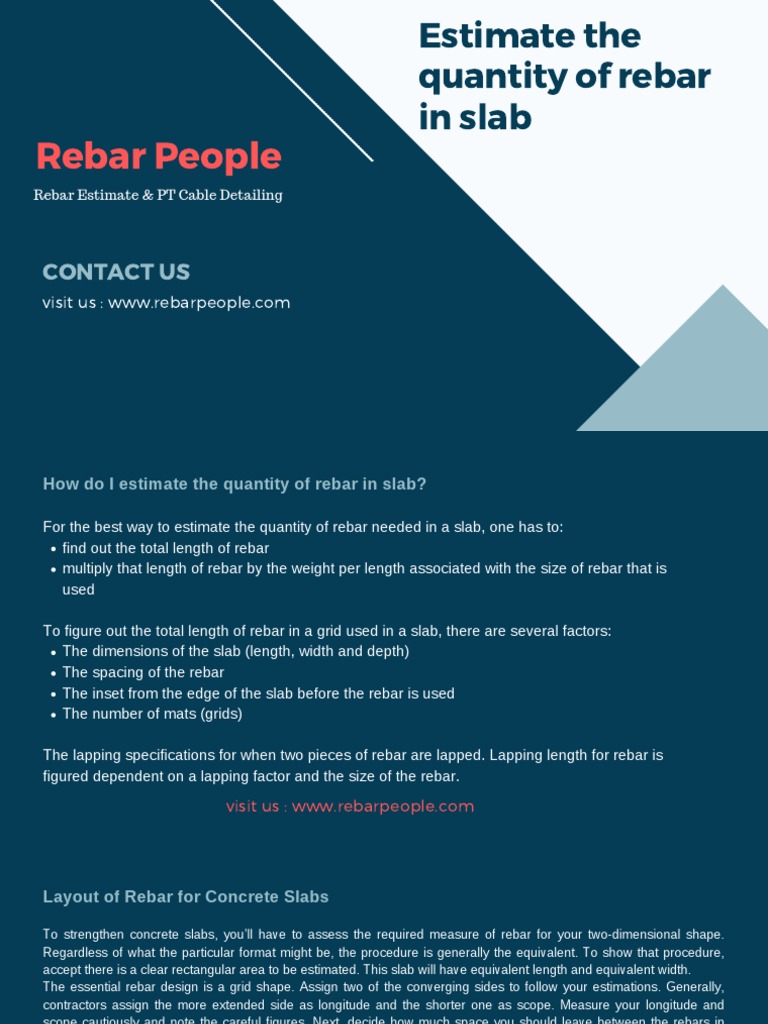 Estimate The Quantity of Rebar in Slab | PDF | Length | Teaching ...