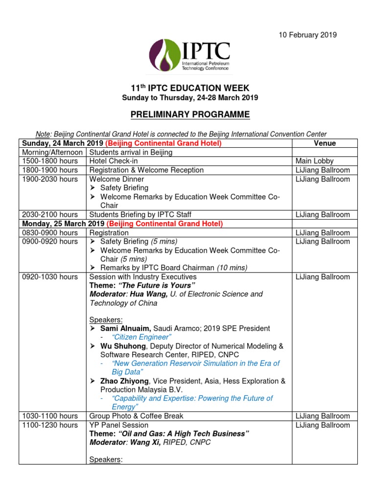 11 Iptc Education Week: Sunday To Thursday, 24-28 March 2019 | PDF ...