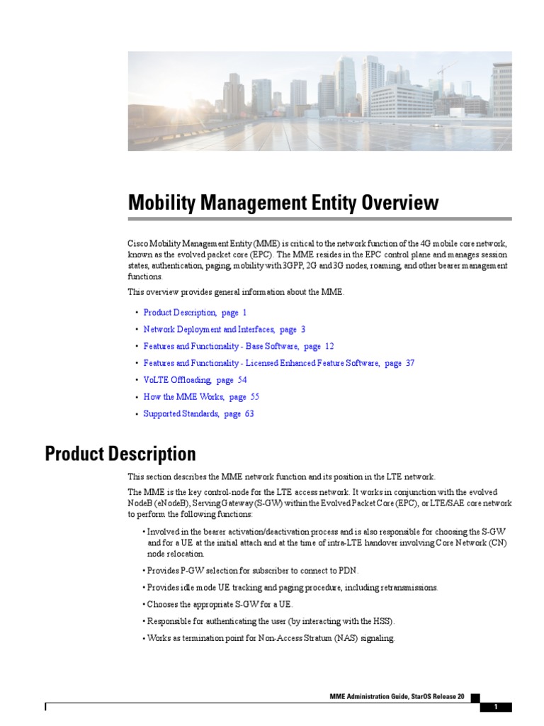 Mobility Management Entity Overview: Product Description | PDF | I Pv6 ...