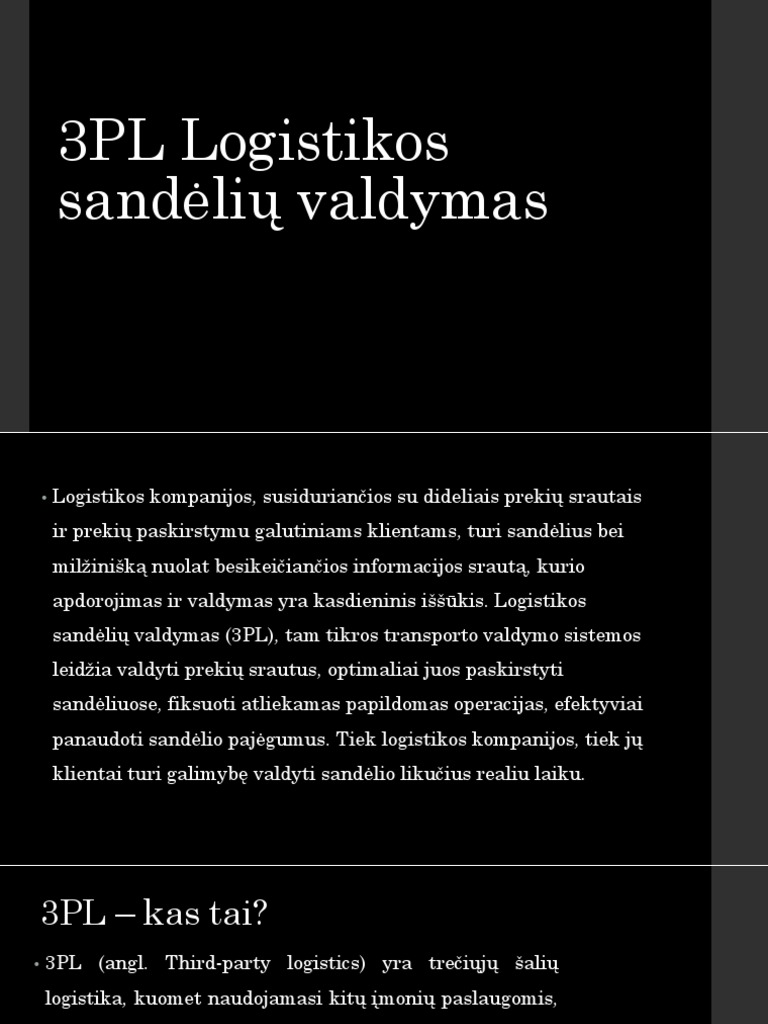3PL Logistikos Sandėlių Valdymas | PDF