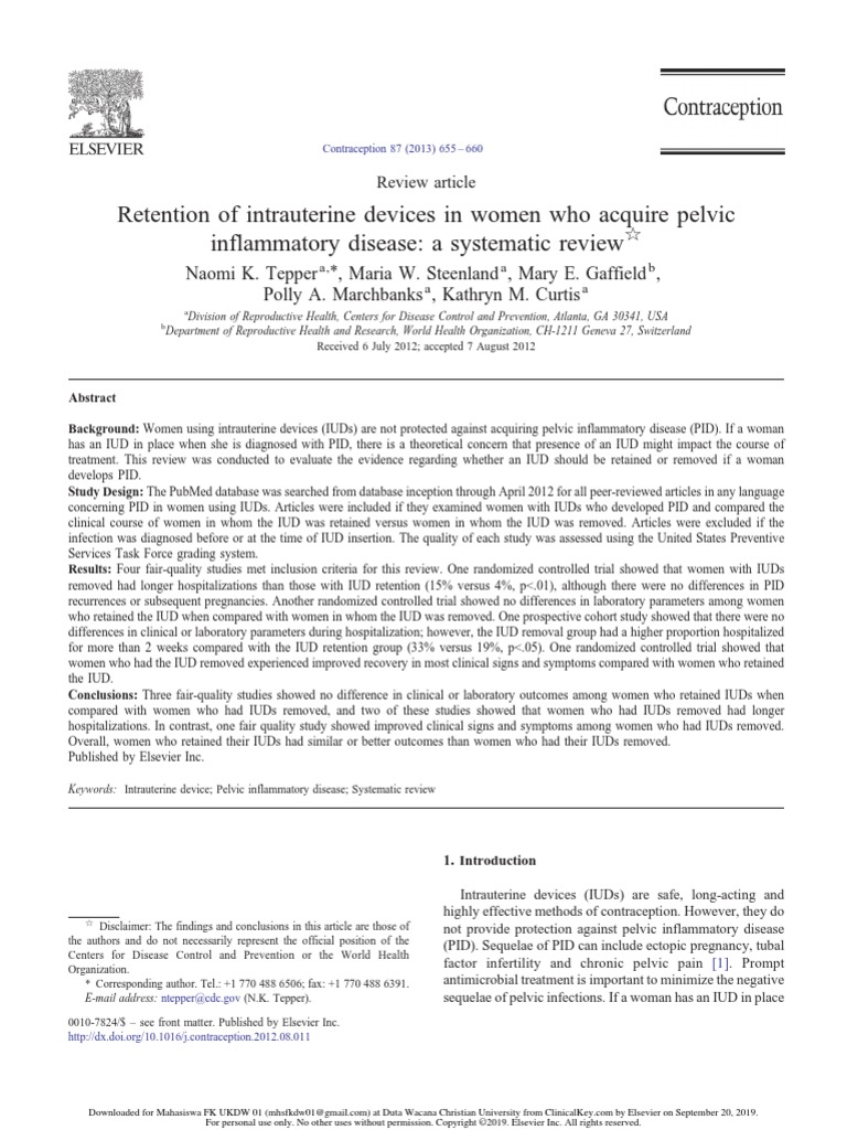 IUD and PID | PDF | Birth Control | Women's Health