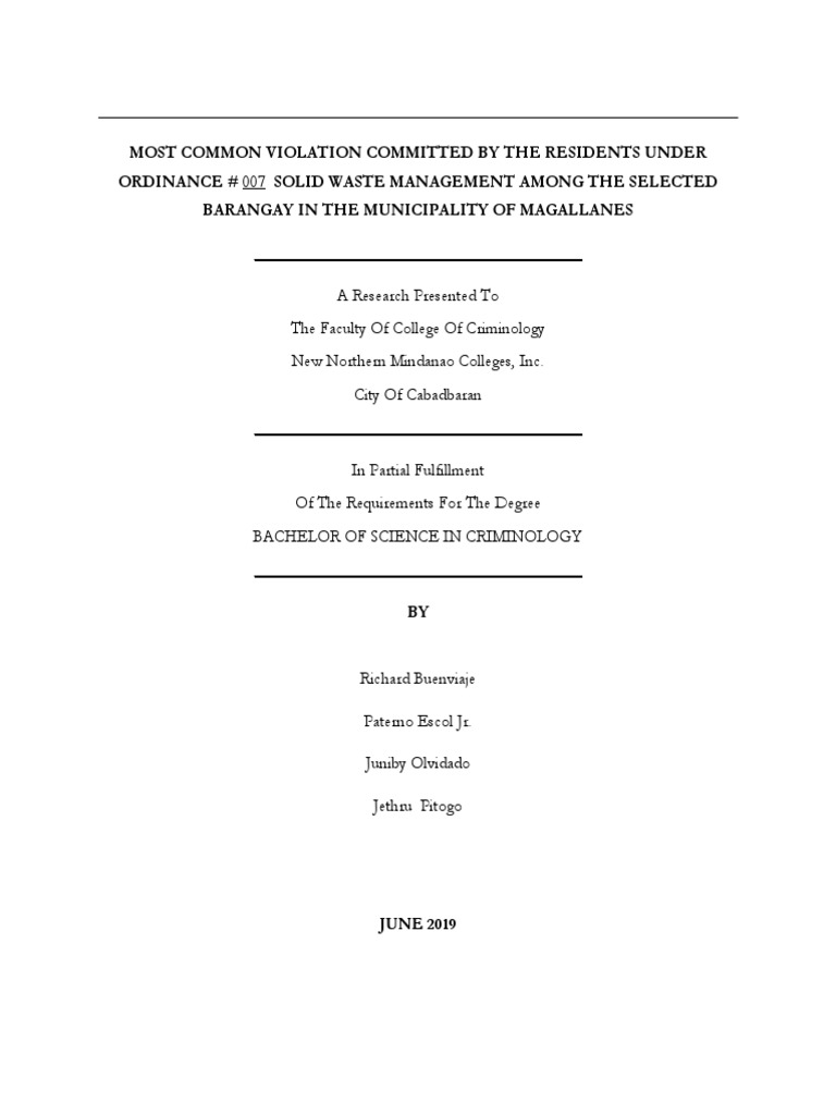 Thesis Paper | PDF | Municipal Solid Waste | Waste Management