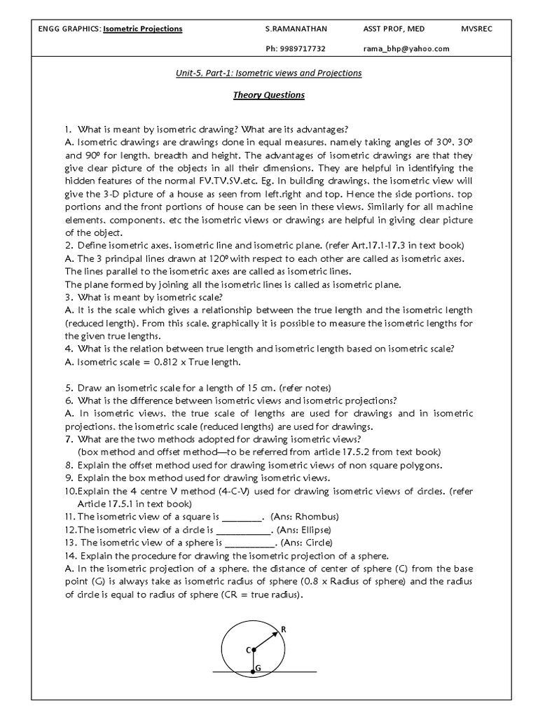 5.1 Isometric Drawings - Question Bank PDF | PDF | Sphere | Geometric ...