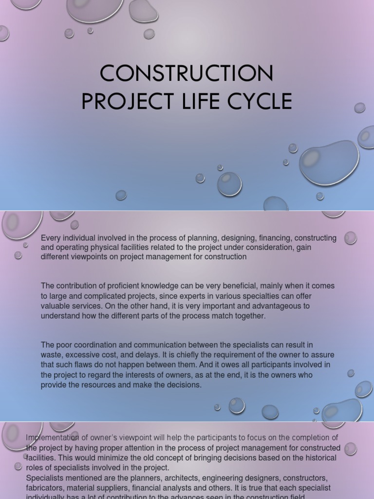Construction Project Life Cycle | Project Management | Economies
