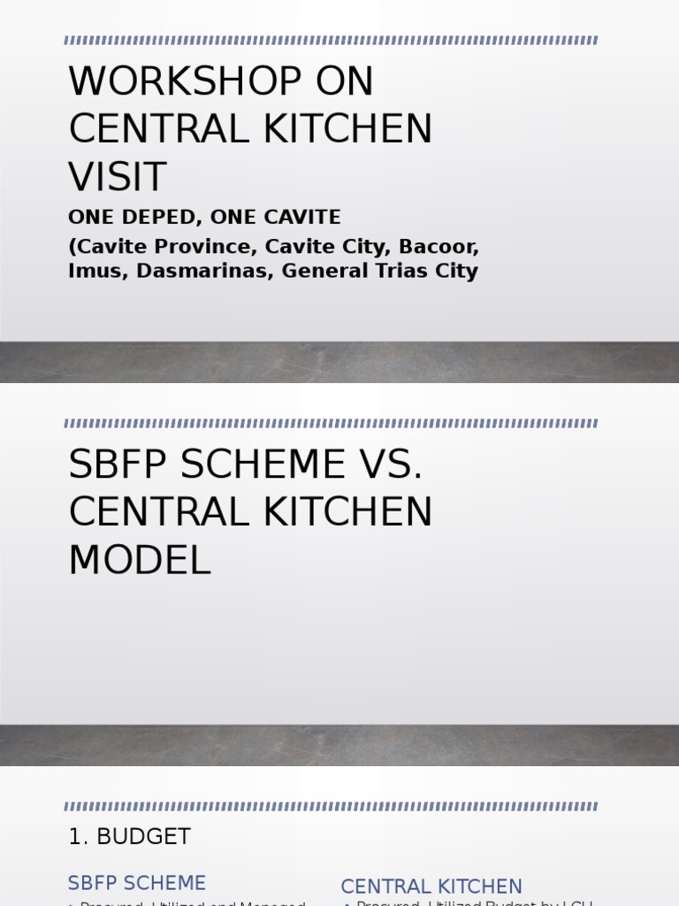 Central Kitchen Workshop Overview | PDF | Kitchen | Menu