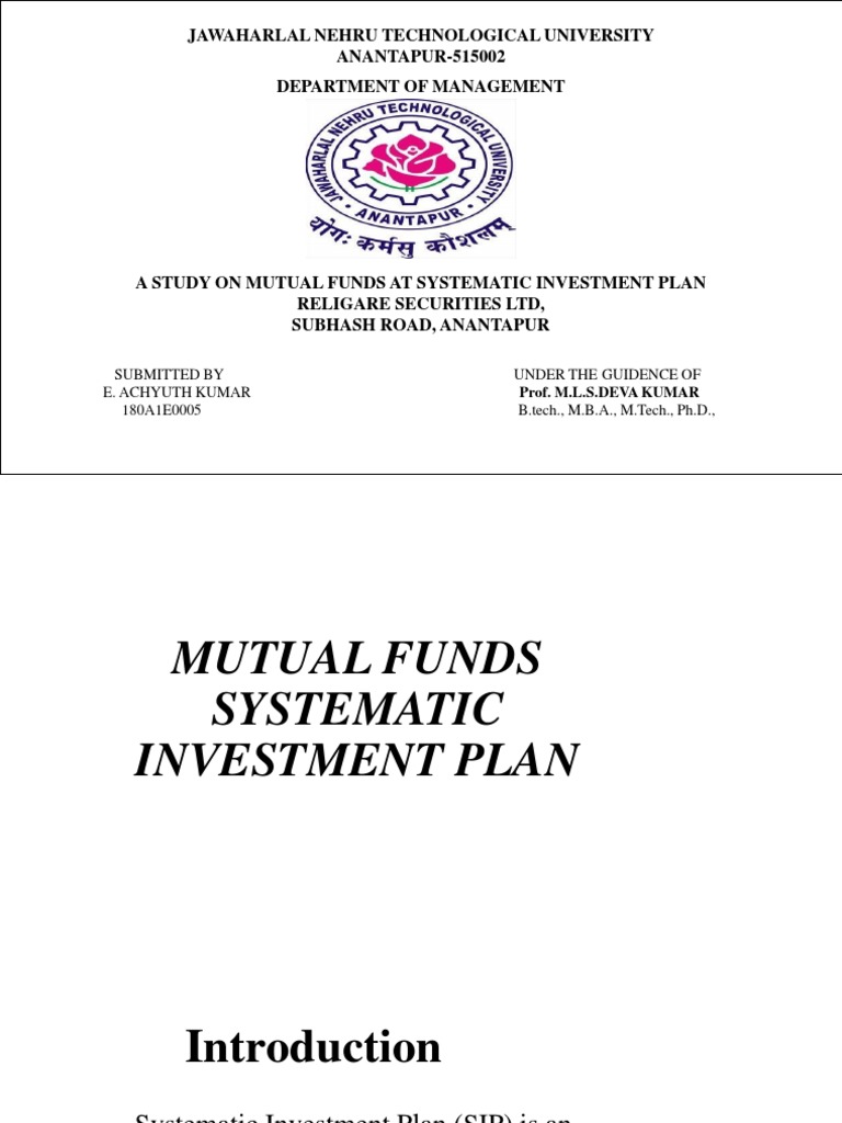 SIP Investment in Mutual Funds Study | PDF | Investment Fund | Mutual Funds