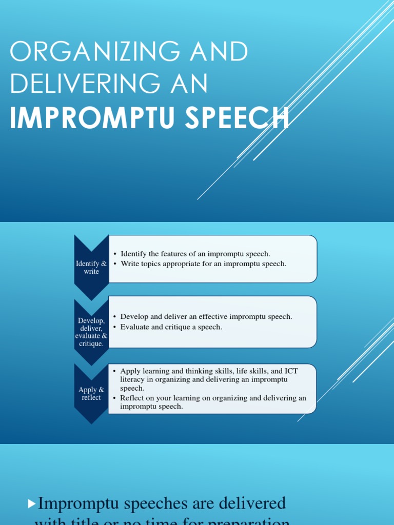 Organizing and Delivering An: Impromptu Speech | PDF | Learning | Science