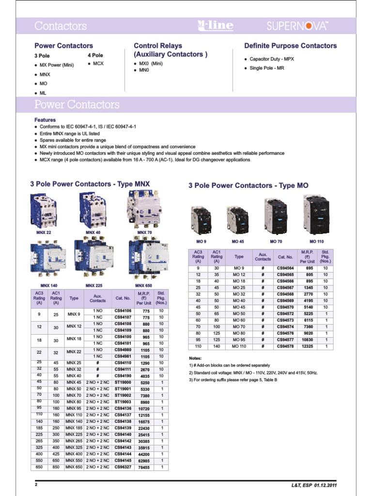 M Line Contactors & Relay PDF | PDF | Relay | Manufactured Goods