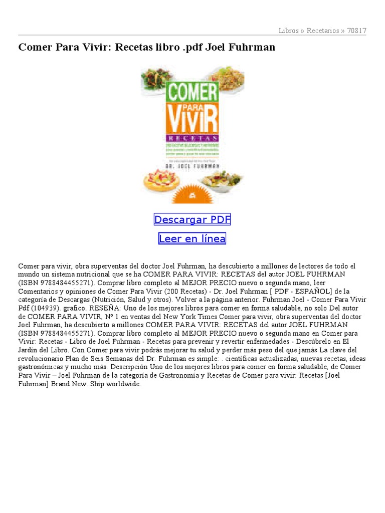 Comer para Vivir Recetas | PDF | Salud y bienestar
