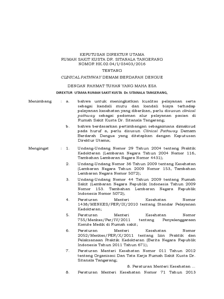 SK Dirut Tentang CP Demam Berdarah Dengue | PDF