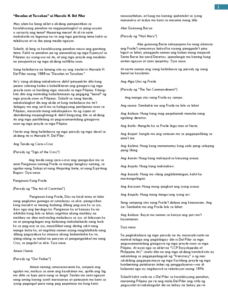 Dasalan at Tocsohan | PDF