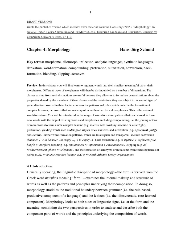 2015morphologydraftversion PDF | PDF | Morphology (Linguistics ...