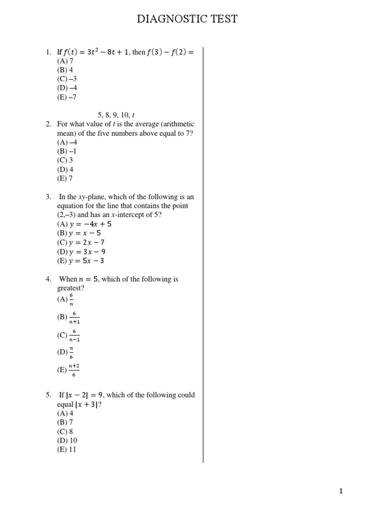 Diagnostic Test Math 2 PDF | PDF | Celsius | Mathematical Concepts