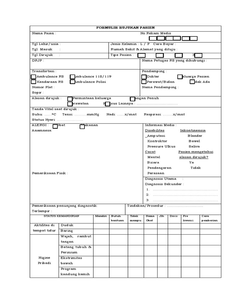 Formulir Rujukan Pasien RS | PDF