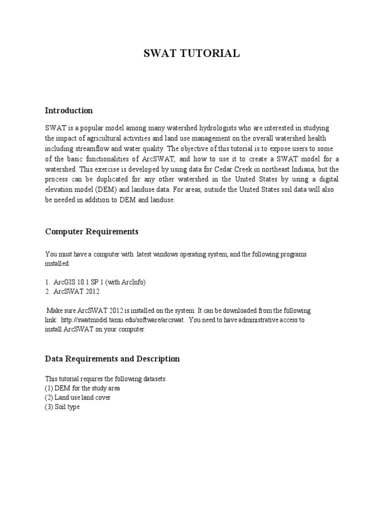 Swat Tutorial | Download Free PDF | Drainage Basin | Directory (Computing)