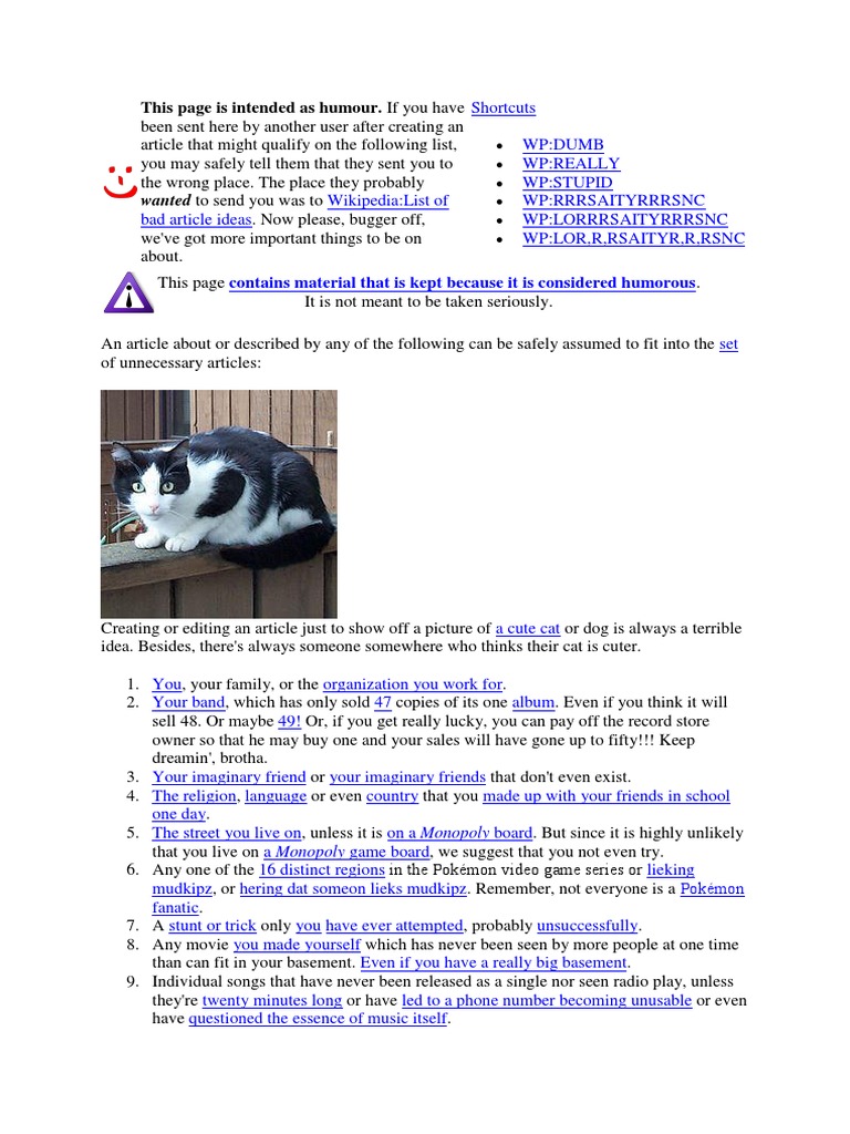 This Page Is Intended As Humour | PDF | Wikipedia