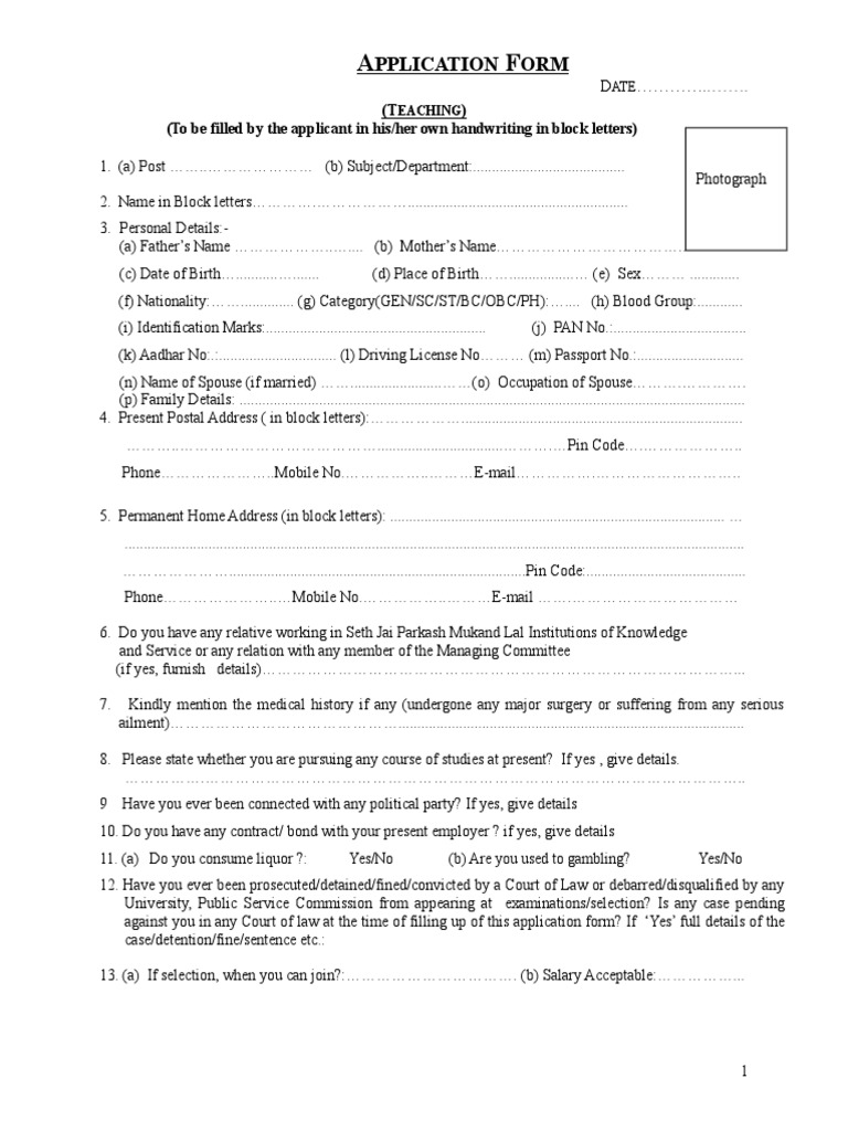 New Teaching Application Form | Download Free PDF | Academia ...