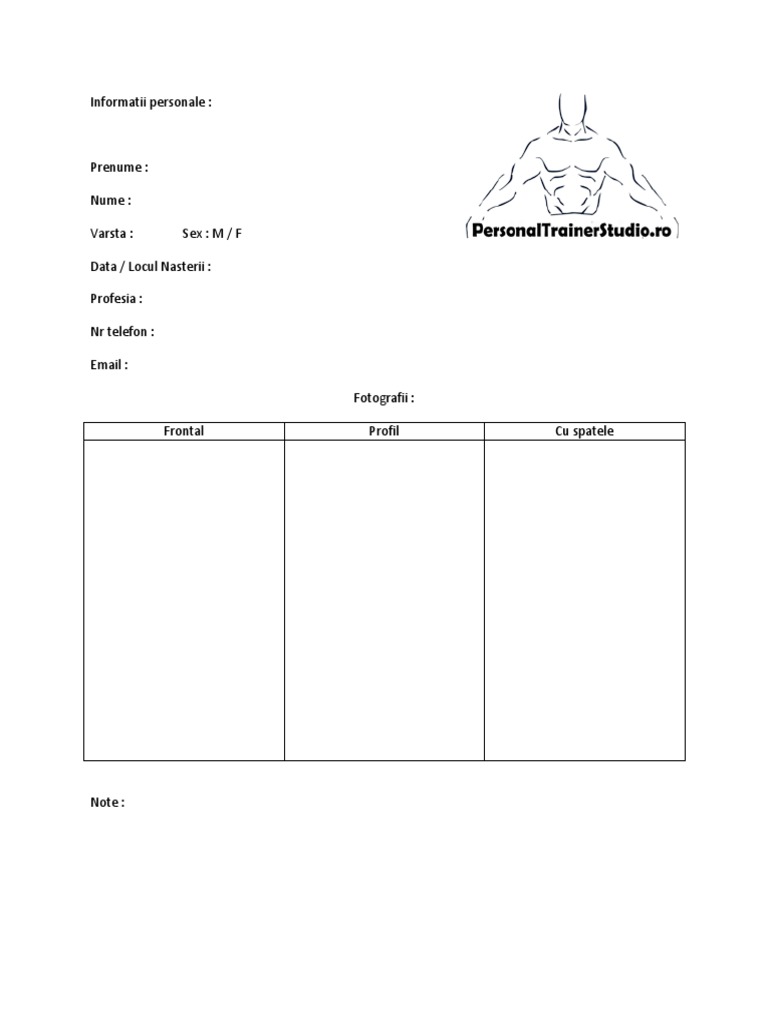 Model Fisa - Evaluare Client | PDF | Wellness | Medical