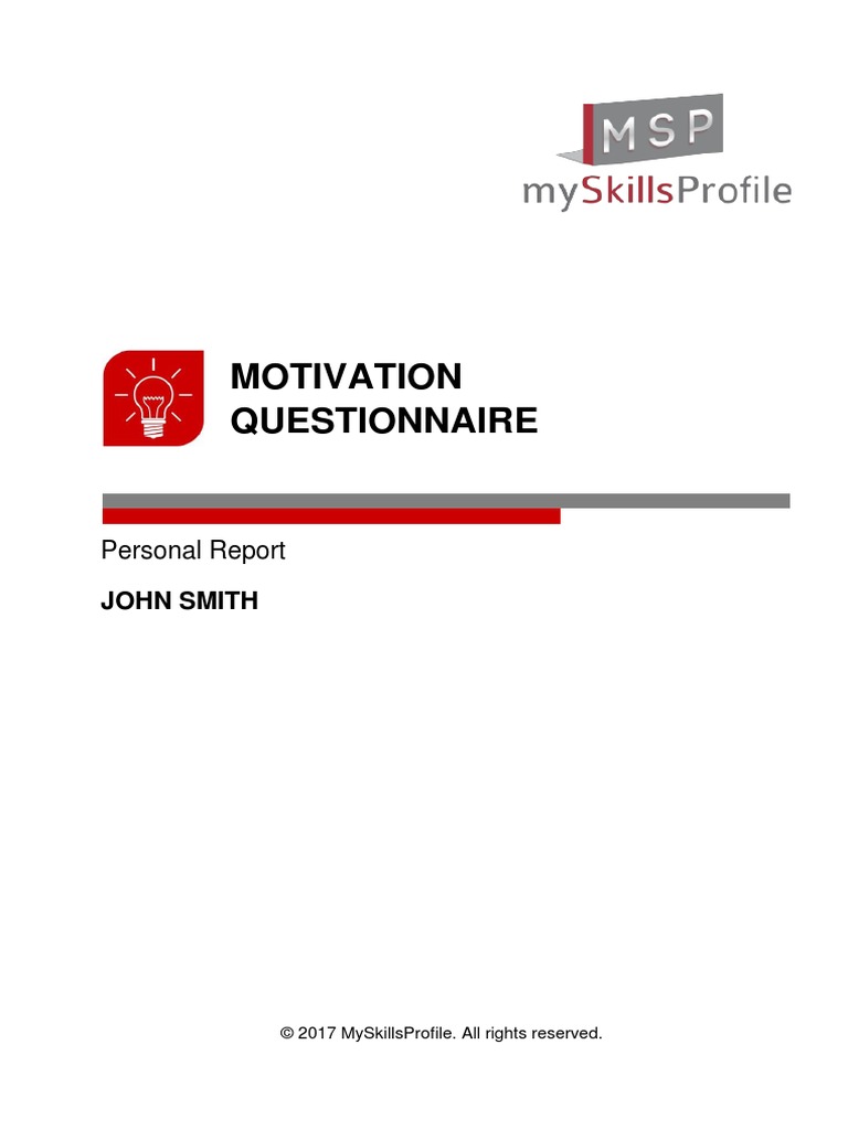 MQ Motivation Questionnaire Example Report PDF | PDF | Motivation ...