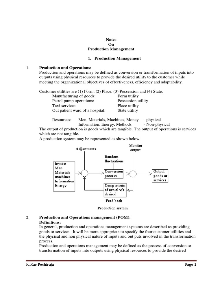 Notes On Production Management | PDF | Depreciation | Operations Management