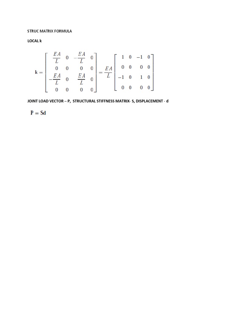 Deriving the Structural Stiffness Matrix and Joint Load Vector to Determine Displacements in a ...