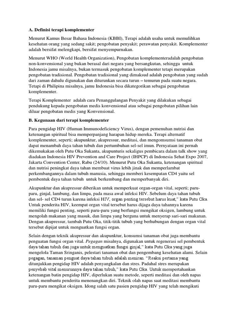 Terapi Komplementer HIV | PDF
