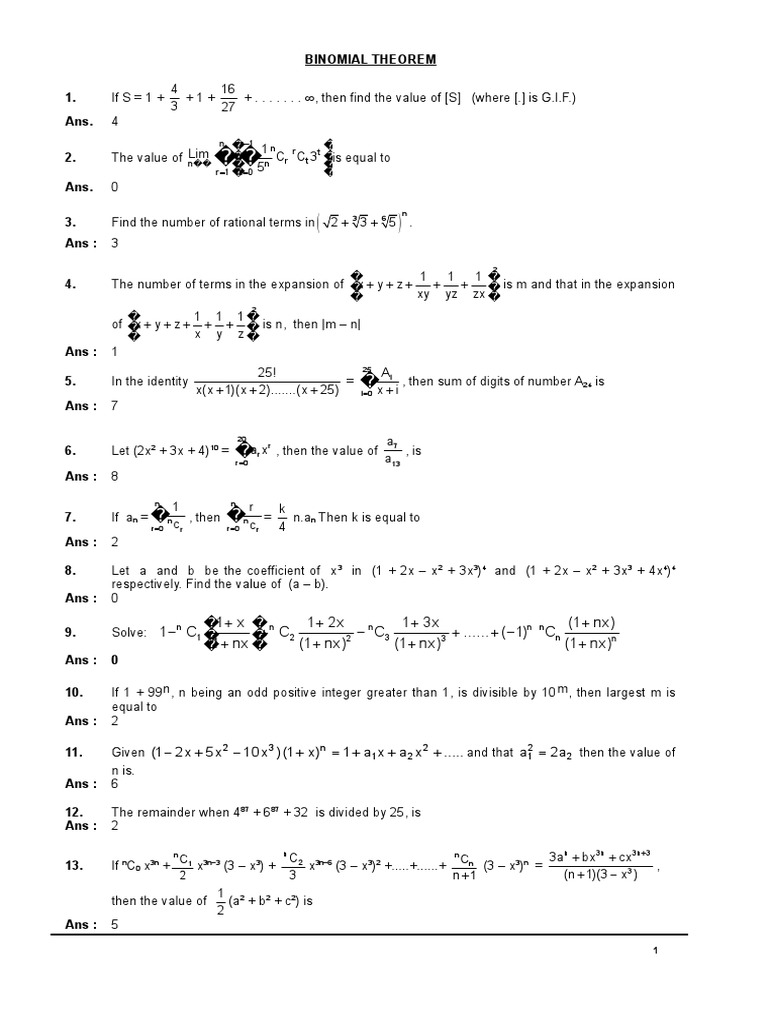 Binomial Theorem INTEGER | PDF | Numbers | Elementary Mathematics