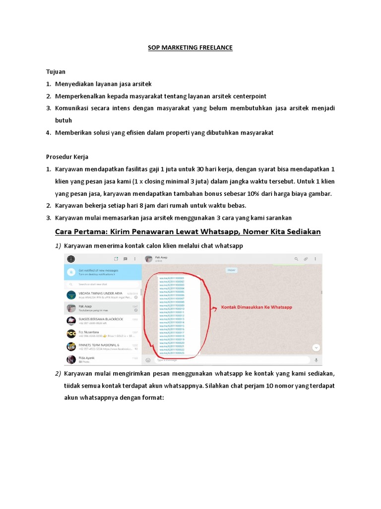 SOP Pemasaran Freelance Arsitek | PDF | Karier & Perkembangan | Hukum