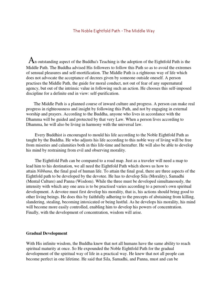 The Noble Eightfold Path - The Middle Way: Gradual Development | PDF ...
