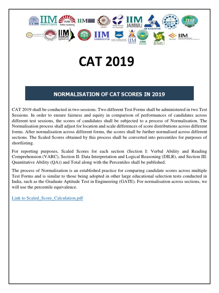 CAT 2019 Score Normalisation Process | PDF