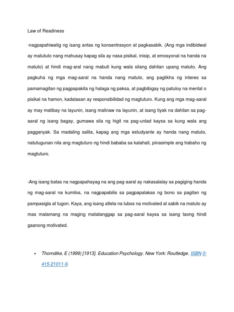 Law of Readiness | PDF