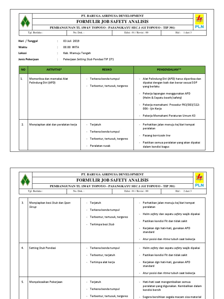 JSA Setting Stub TIP 271 | PDF