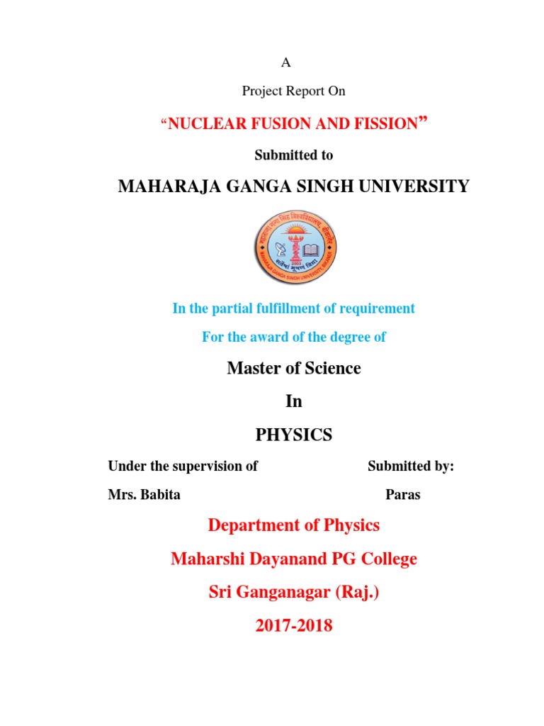 Nuclear Fission and Fusion Project PDF | PDF | Nuclear Fusion | Nuclear ...