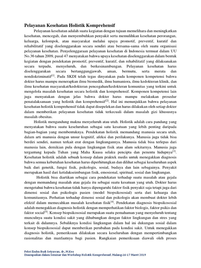 Pelayanan Kesehatan Holistik Komprehensif Pdf