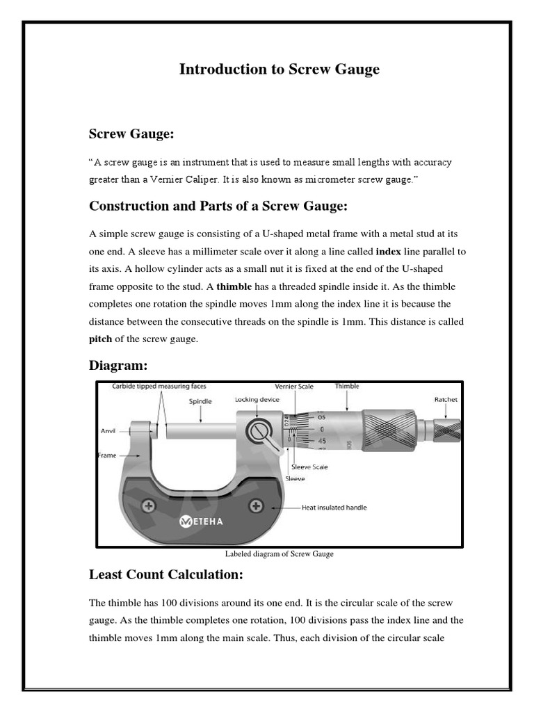 Introduction to Screw Gauge Mechanics | PDF