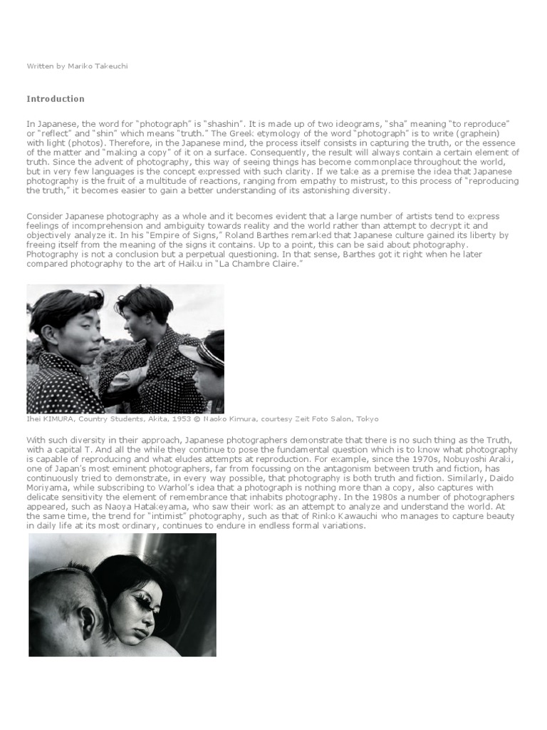 Mariko Takeuchi, Photography in Japan | PDF | Japan | Camera