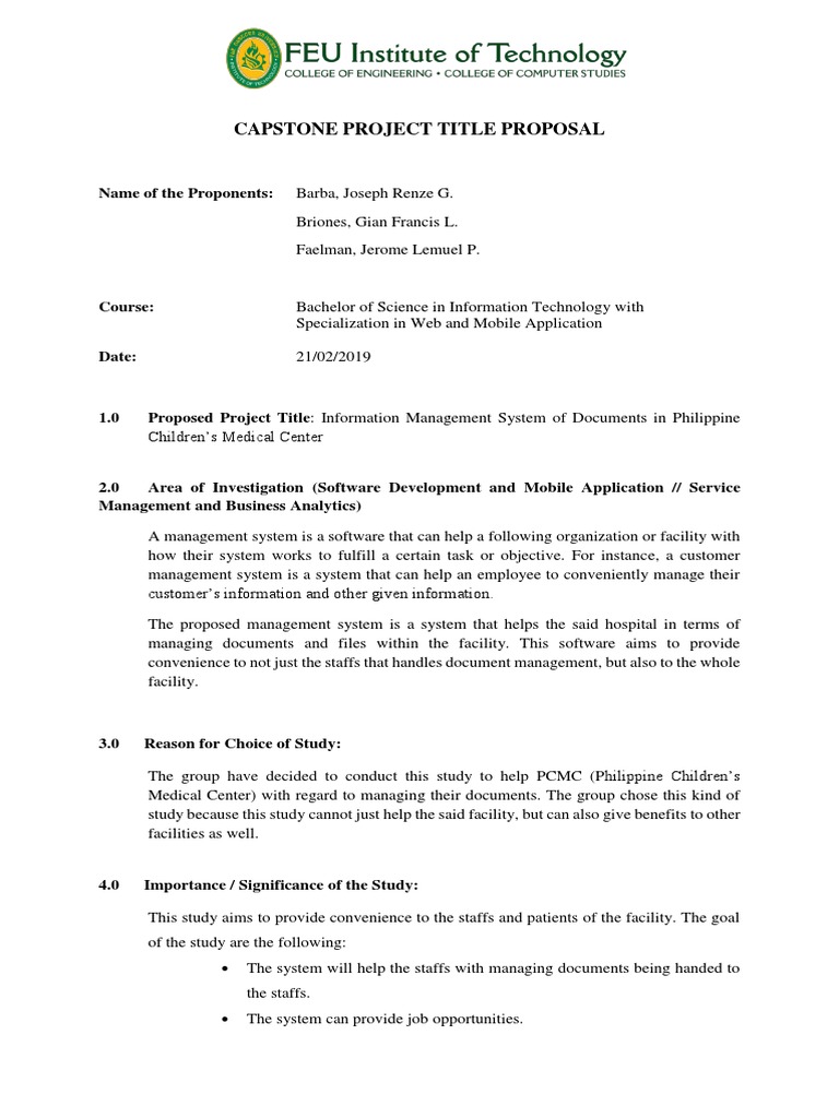 Project Title Proposal PCMC | PDF | Health Care | Computing