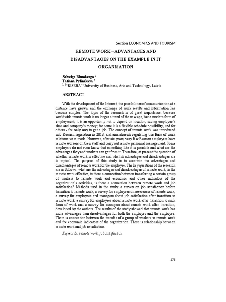 Remote Work in IT: Pros and Cons | PDF | P Value | Employment